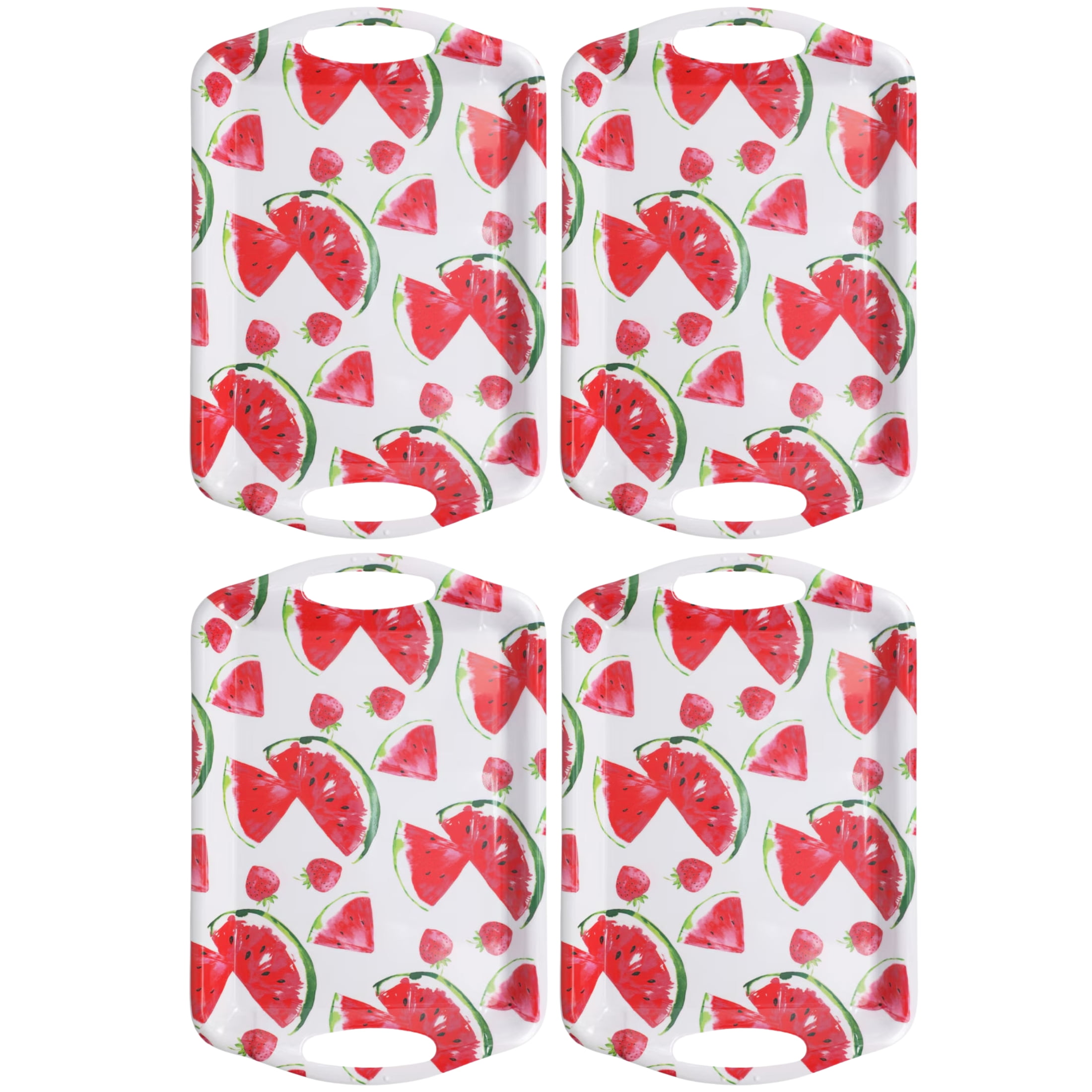 LSM Watermelons Summer Print Trays with Handles, 16x10 in, Set of 4 ...
