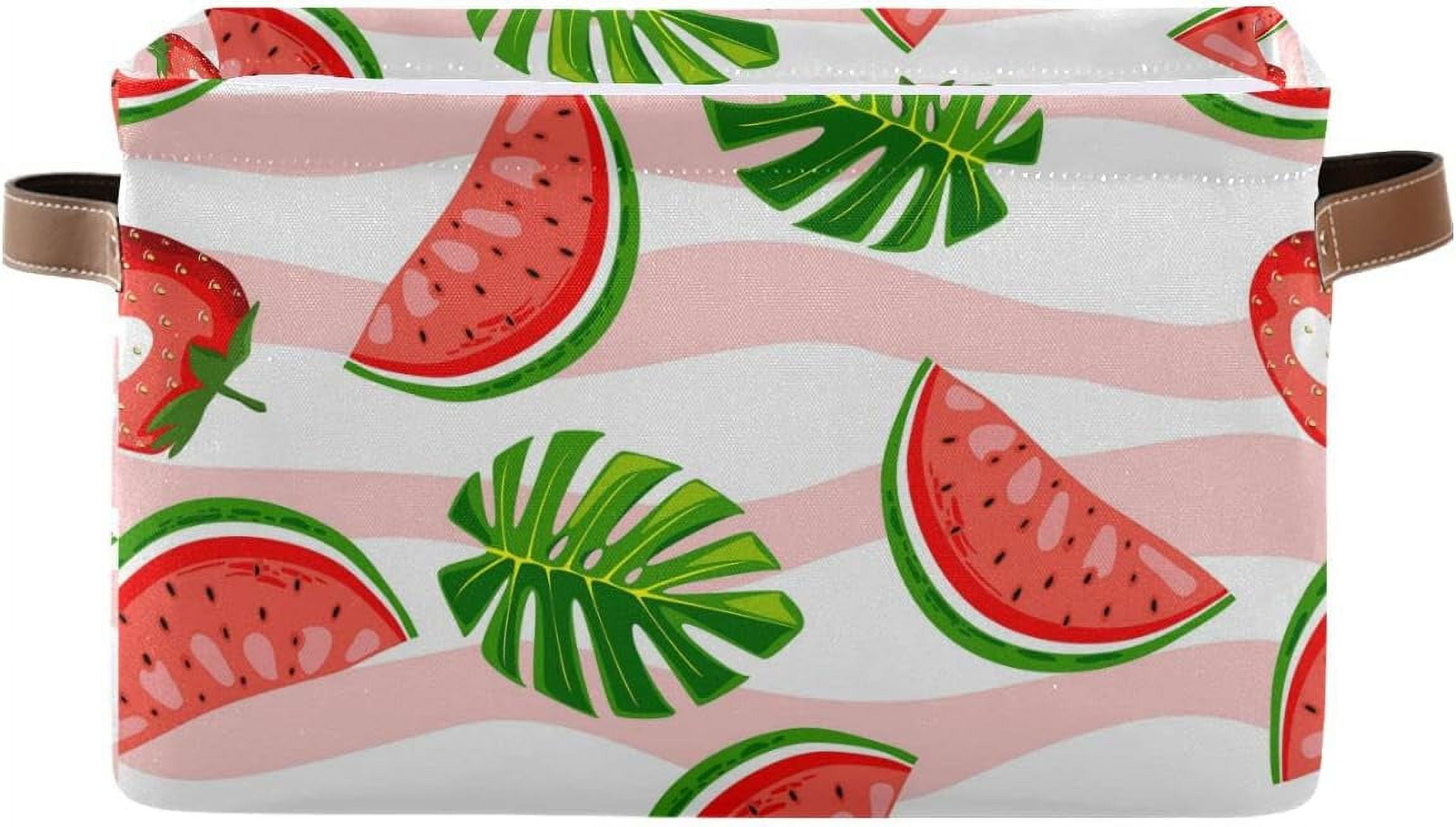 Watermelons and Tropical Palm Leaaves Square Storage Basket Storage ...
