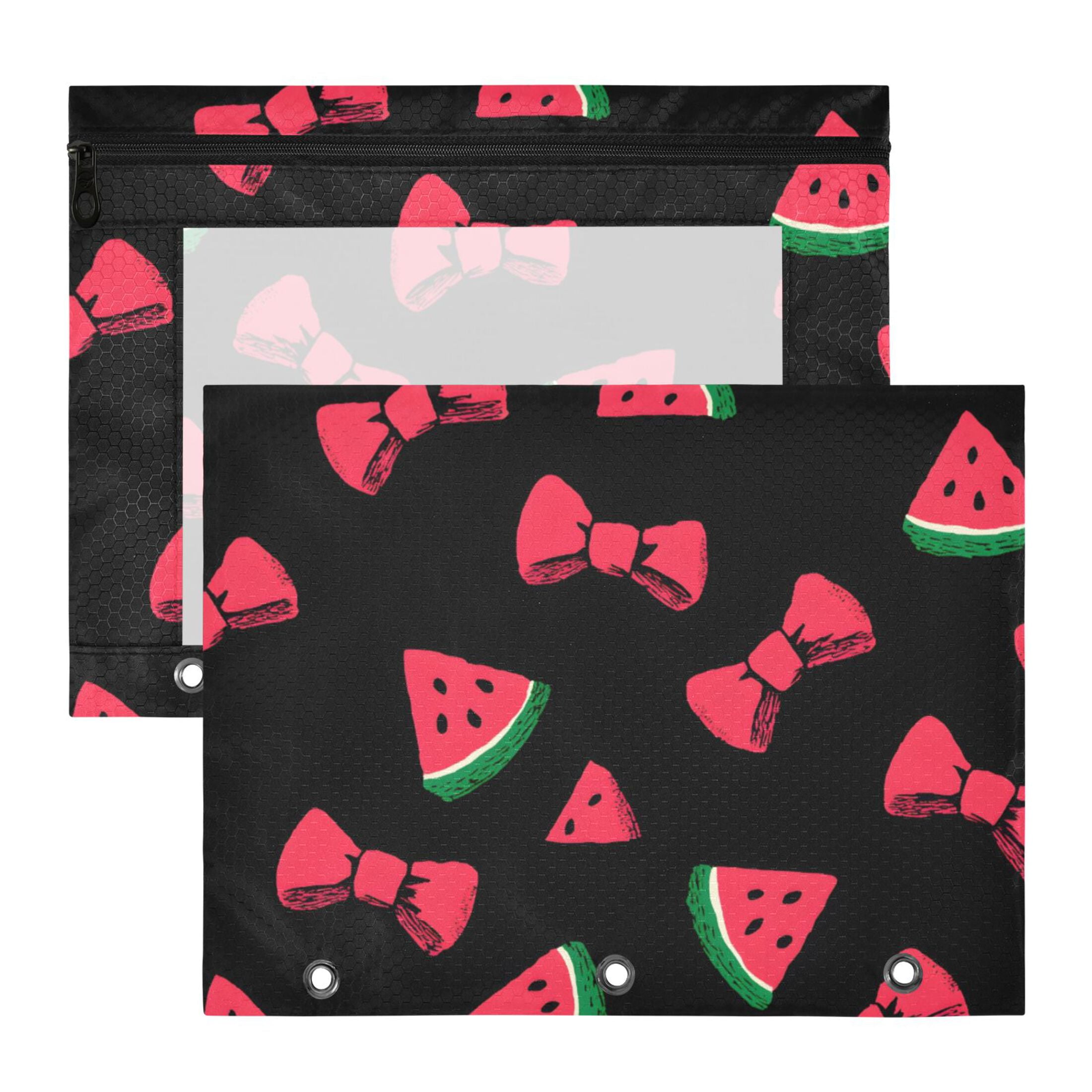 Watermelons with Red Bows 3-Ring Binder Pouches A4 Size Zipper Pocket ...