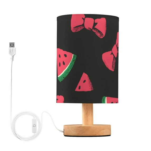 Watermelons with Red Bows Table Lamp with USB Port LED Warm Light Lamp ...
