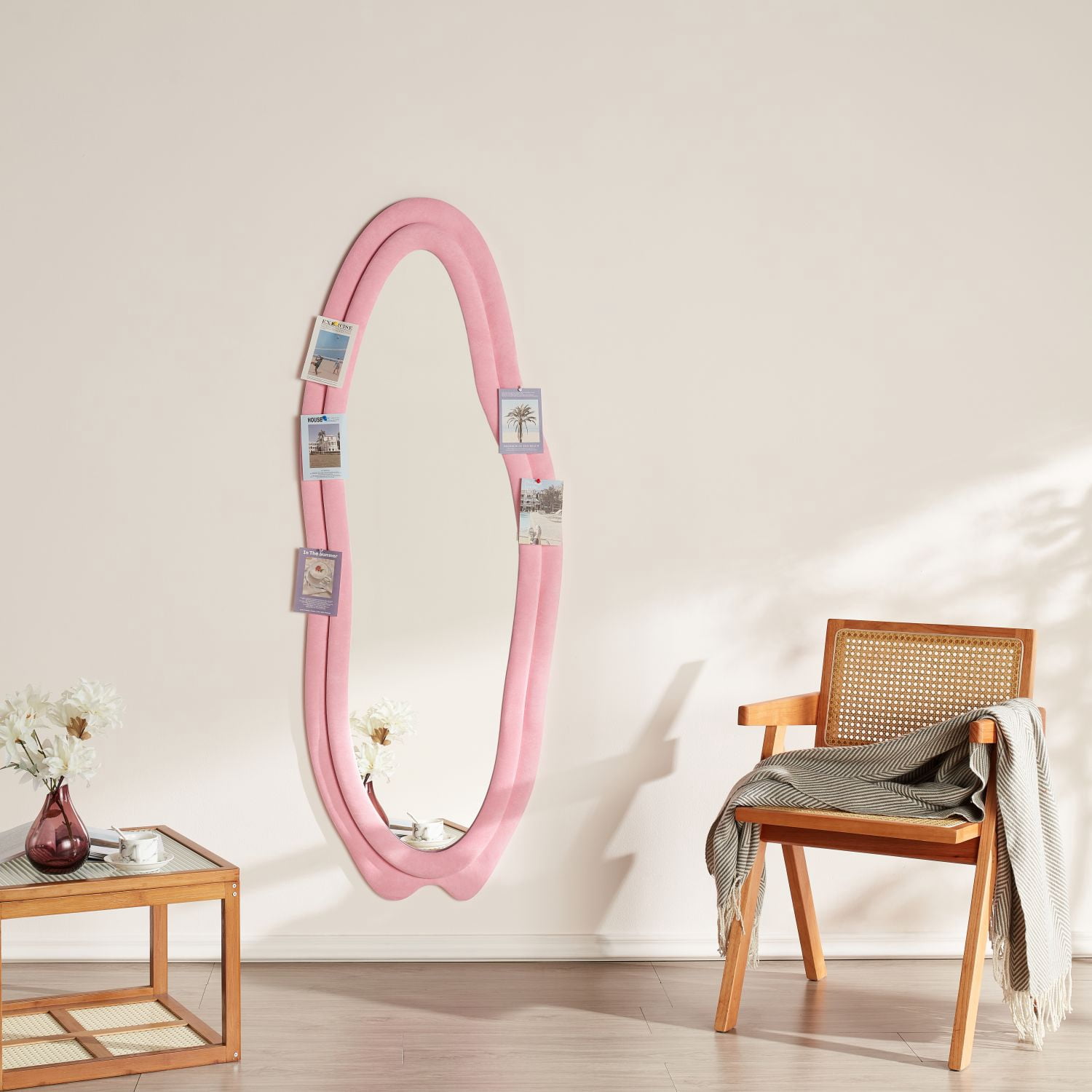 Waterpar 24" x 63" Irregular Pink Cloud Shaped Floor Mirror, Full ...