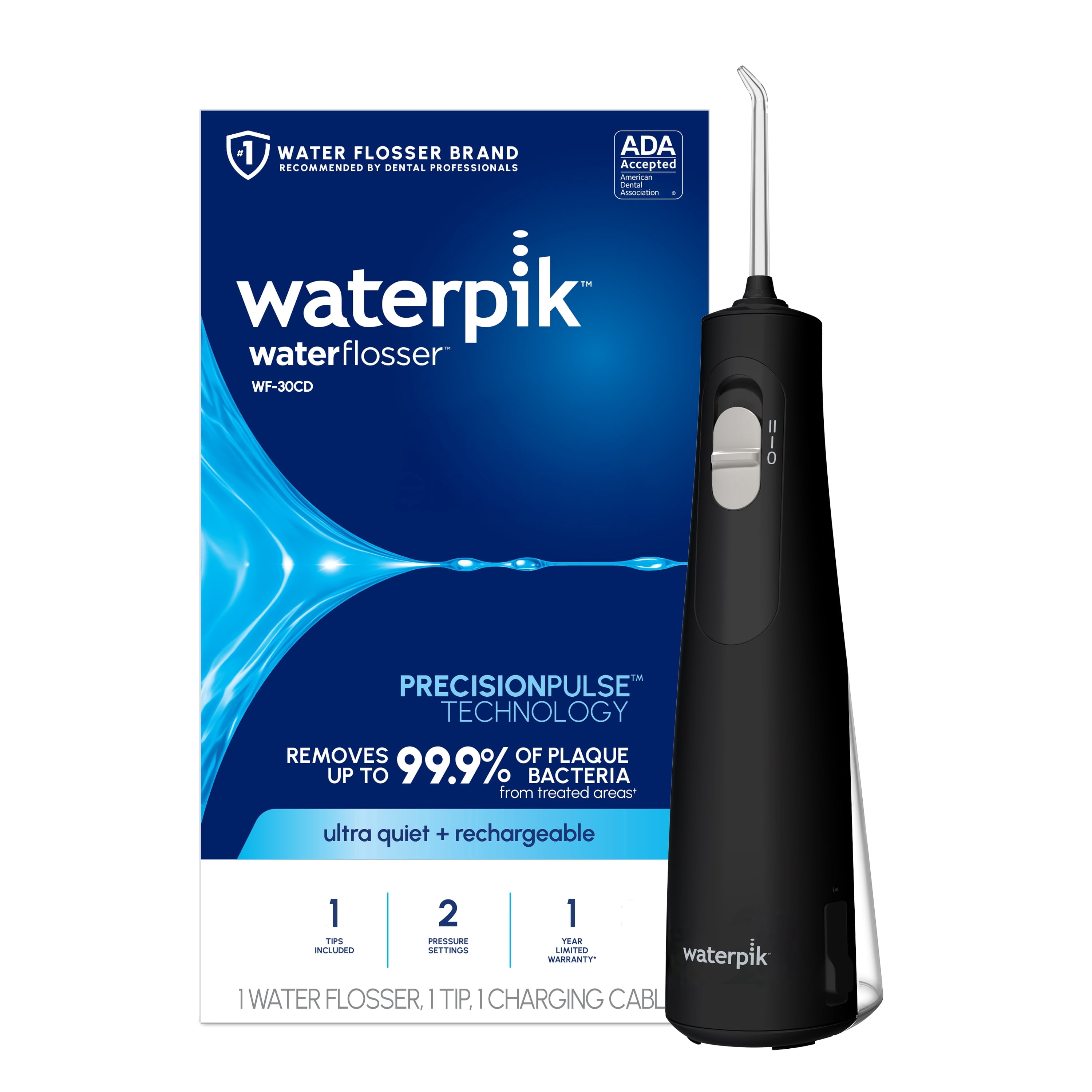 Waterpik Cordless 1100 Rechargeable Portable Water Flosser with 2 ...