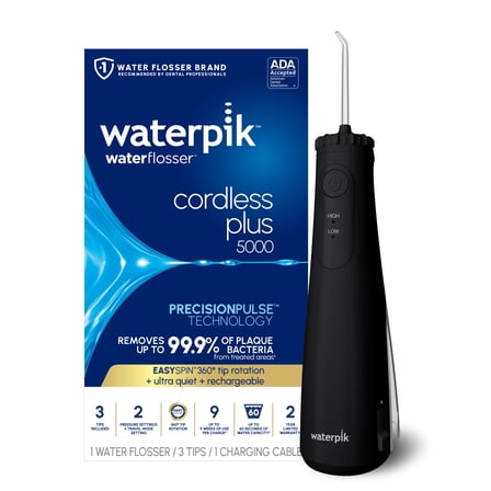 Waterpik Cordless Plus Water Flosser with 2 Settings, 4 Tips, ADA ...