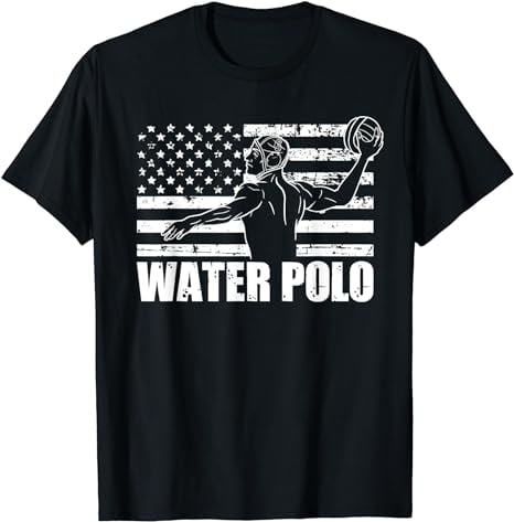 Waterpolo American Flag Swimming Gift For Waterpolo Players T-Shirt ...