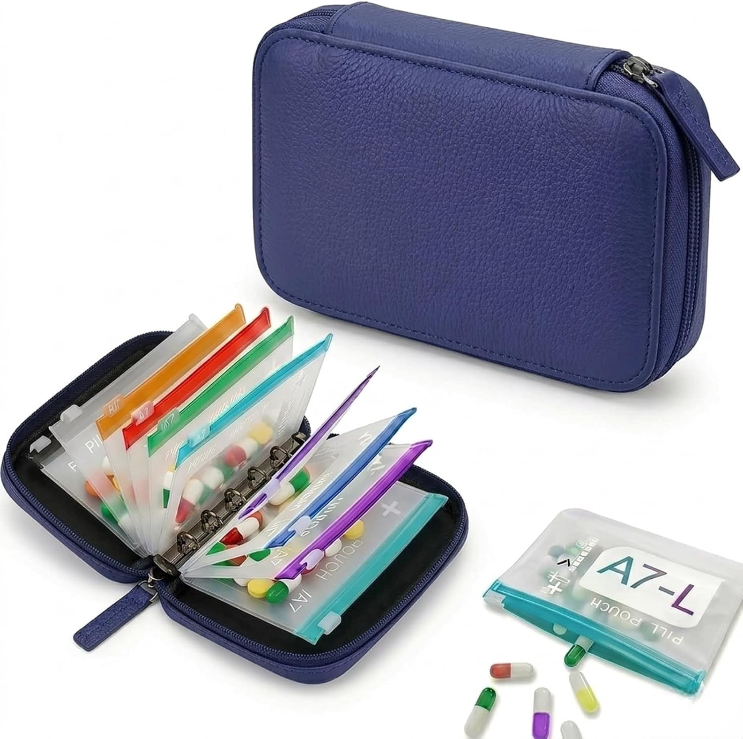 Waterproof 14 Day Travel Pill Organizer Binder, Portable Medication ...