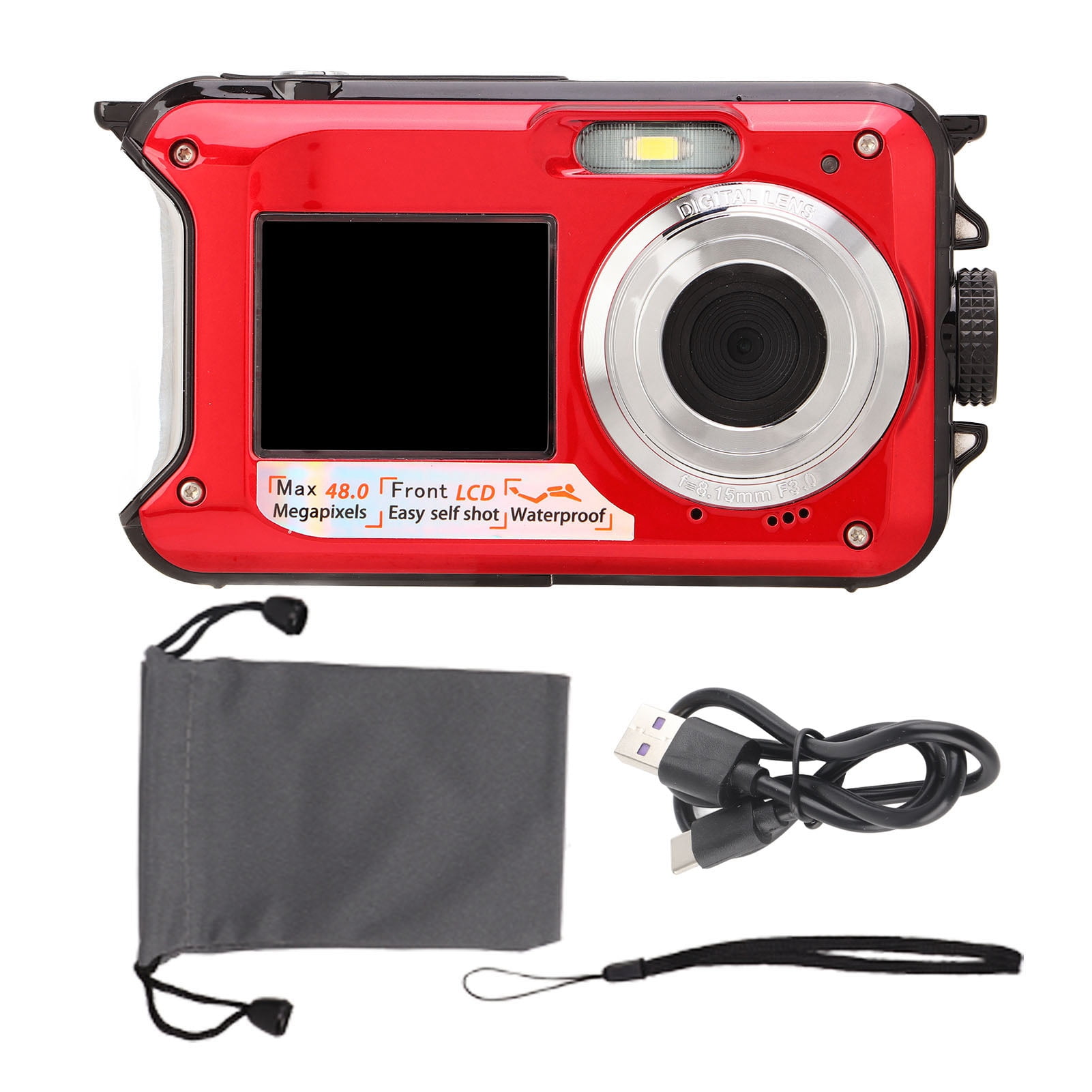 Waterproof 2.7K 48MP Underwater Digital Camera, 10ft Depth, 16X Digital ...