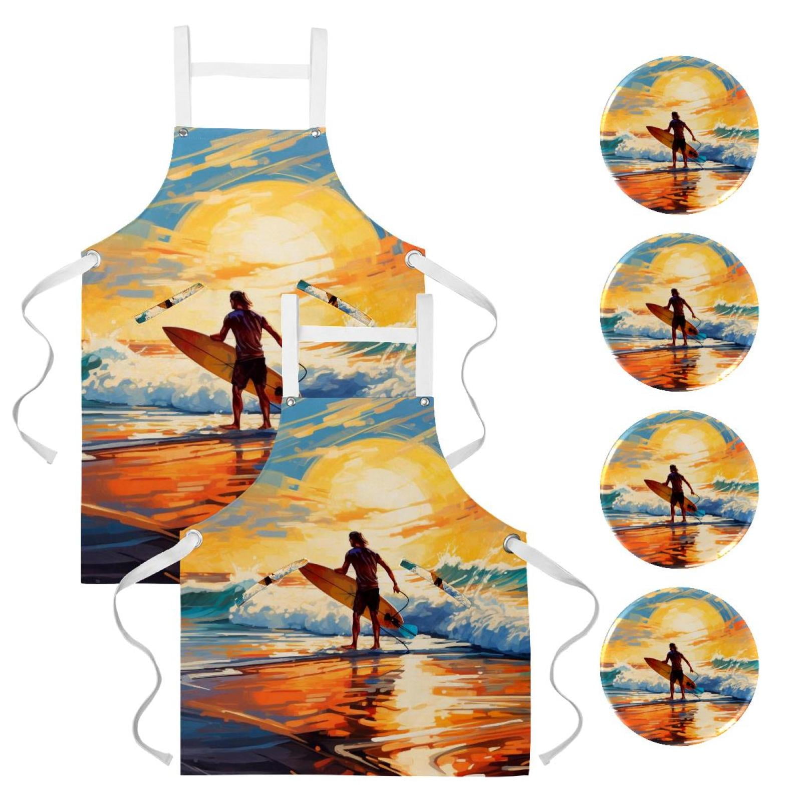 Waterproof 2 Pack Circle Pins Buttons Waitress Apron with Pockets and ...