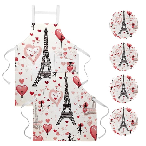 Waterproof 2 Pack Circle Pins Buttons Waitress Apron with Pockets and ...