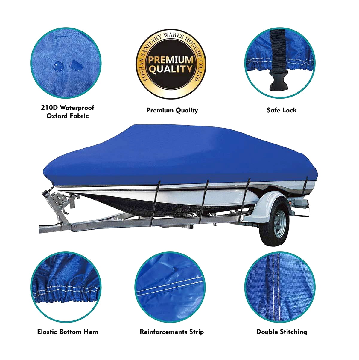 Lovotex Waterproof Boat Cover 210D Oxford Fabric for V-Hull Runabouts ...