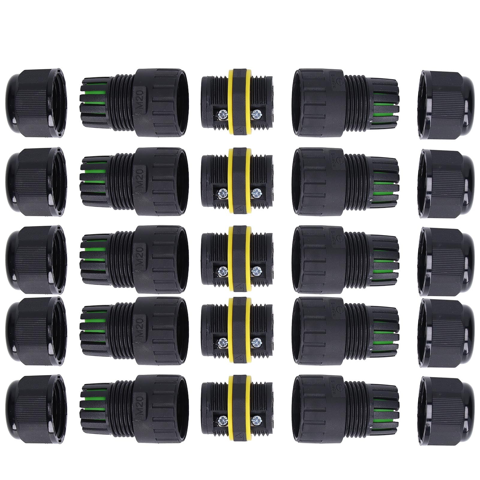 Waterproof 3 Pin Connector Set, IP68 Rated, Straight Through for 9-12mm ...