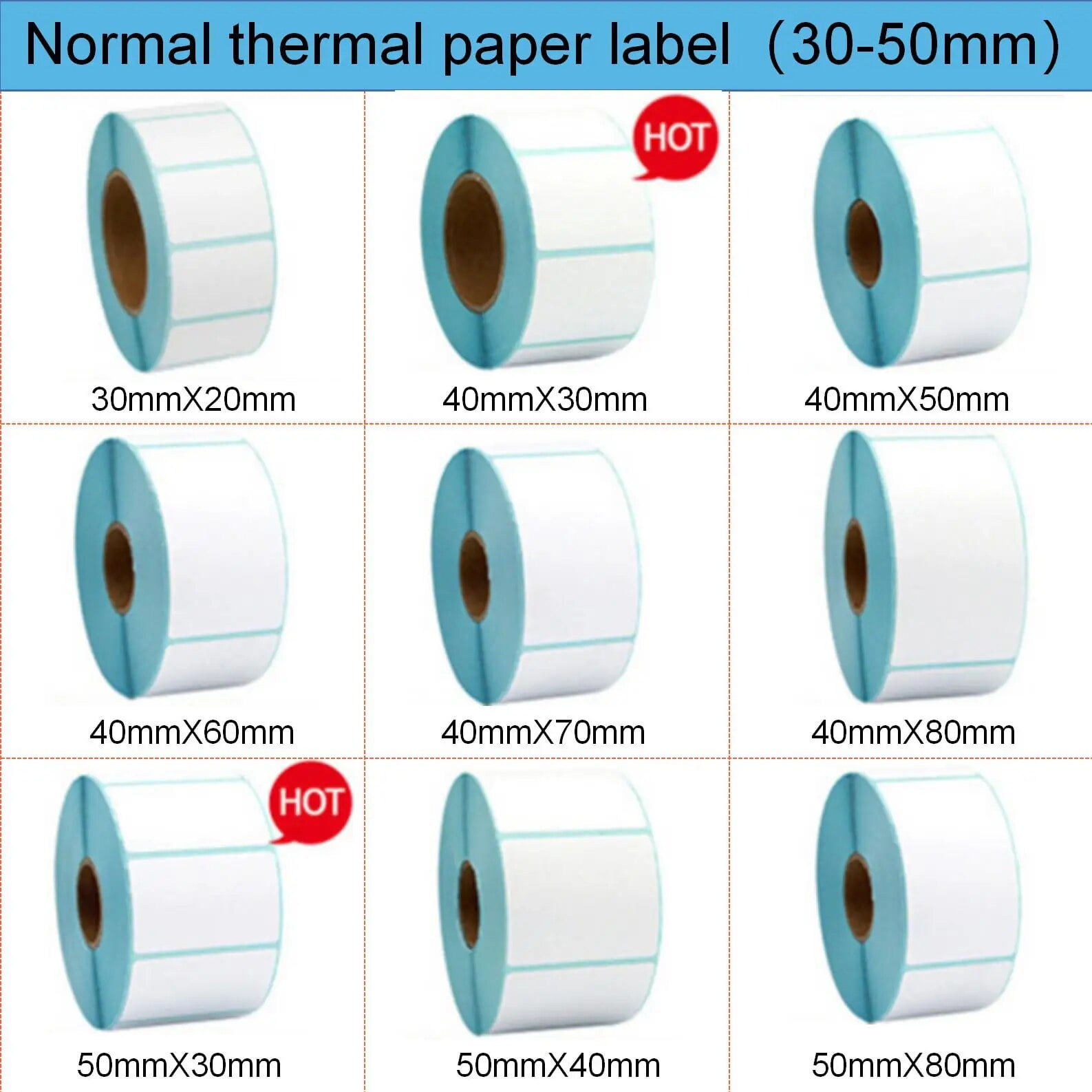 Waterproof 30 40 50MM Width Blank White Direct Print Thermal Paper ...