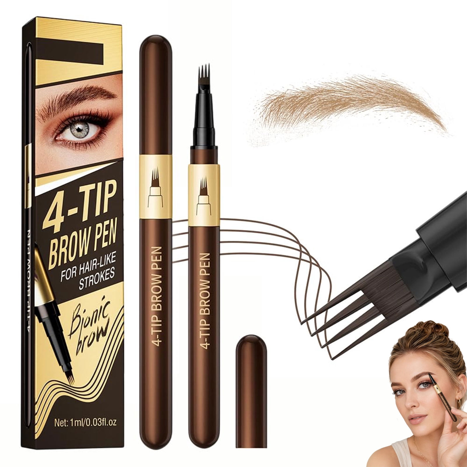 Waterproof 4-Tip Microblading Eyebrow Pen for Busy Women & Makeup ...