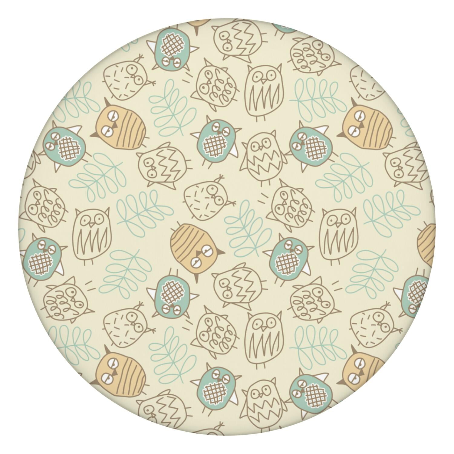 Waterproof 44 inch round tablecloth with owl design, elastic drawstring ...