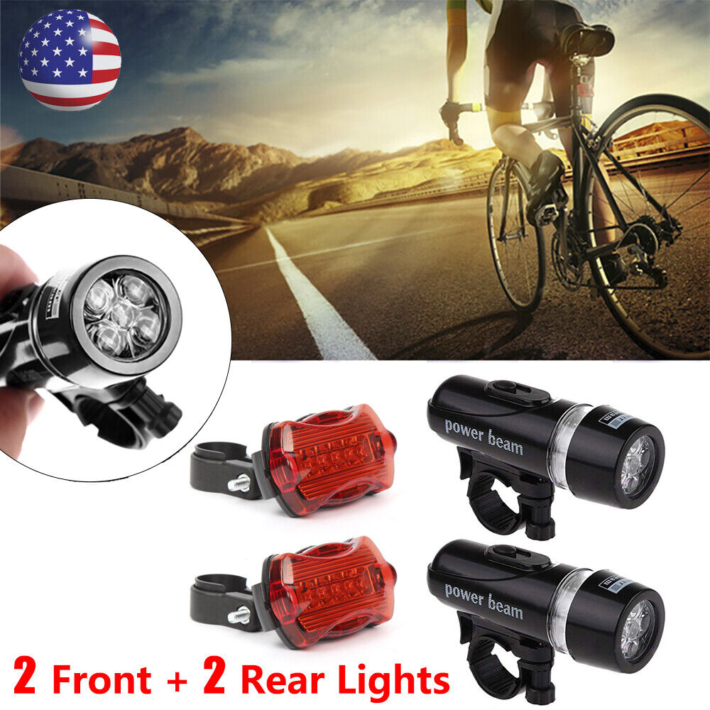 Waterproof 5 LED Lamp Bicycle Bike Front Head Light+Rear Safety ...