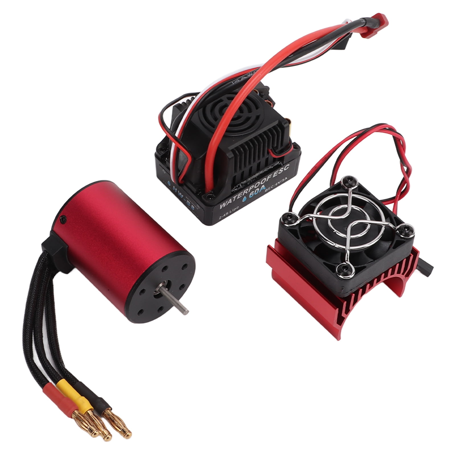 Waterproof 5200KV Brushless Motor Set with 60A ESC and Heat Sink for 1/ ...