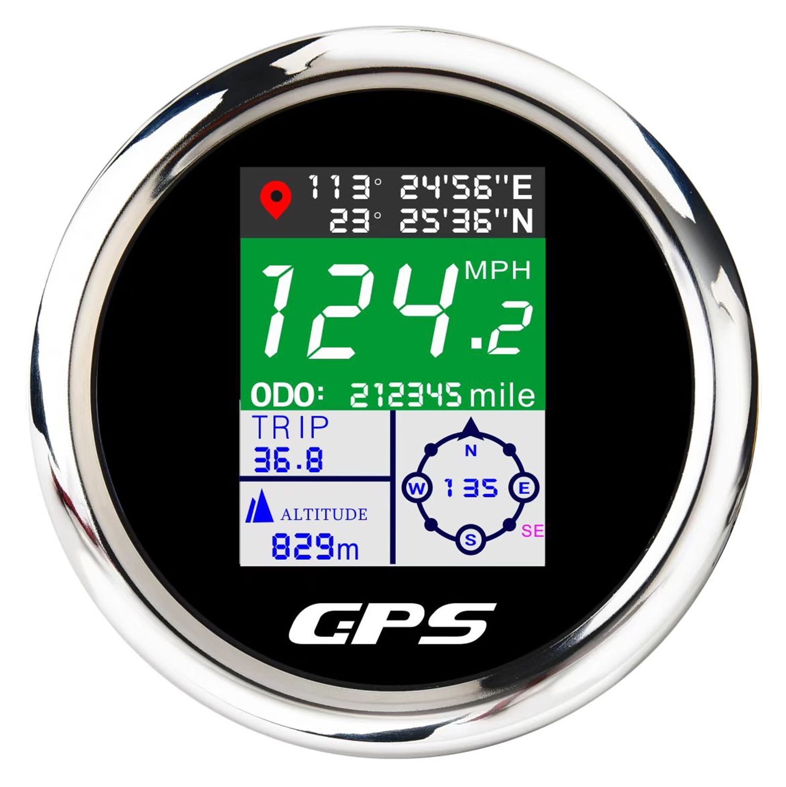 Waterproof 52mm 85mm Digital GPS Speedometer ODO With Longitude ...