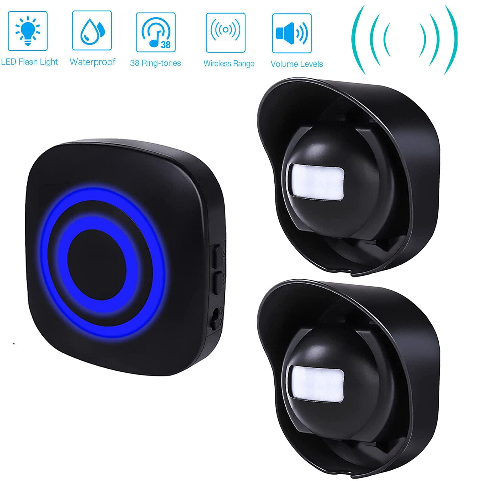 Waterproof 656ft Wireless Driveway Alarm Motion Sensor Alarm Indoor ...