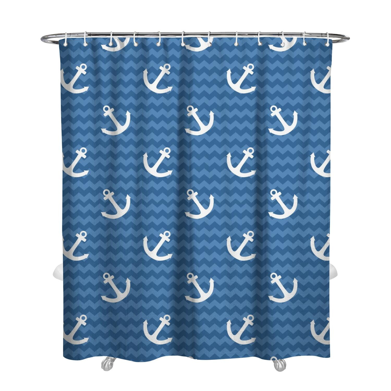 Waterproof 72x84in Sailboat and Anchor Shower Curtain, Nautical ...