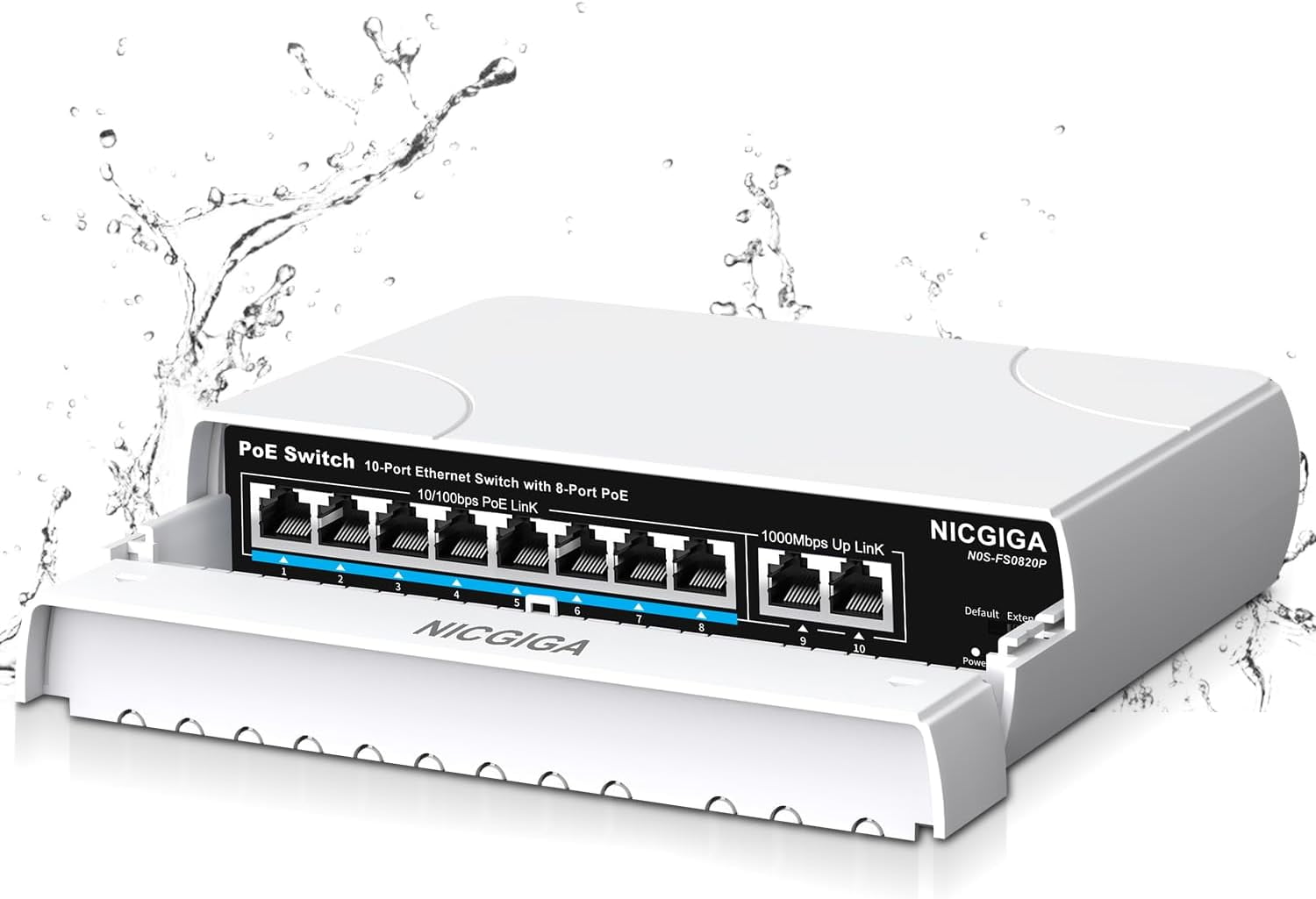 Waterproof 8-Port PoE Switch with 8 Port PoE+@120W + Gigabit Uplink ...