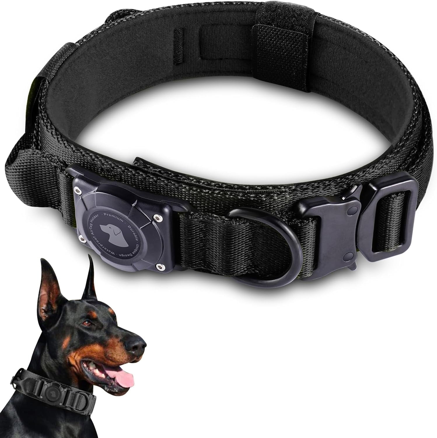 Waterproof AirTag Dog Collar, Military Tactical Dog Collar with AirTag ...