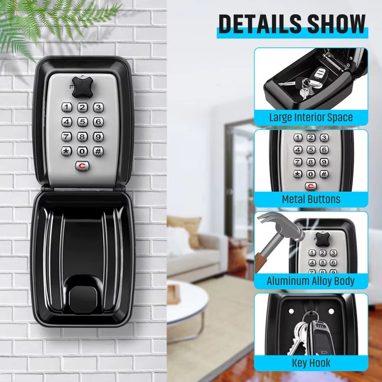 Waterproof Anti-theft Wall Mounted Key Box Safe with Combination Lock ...