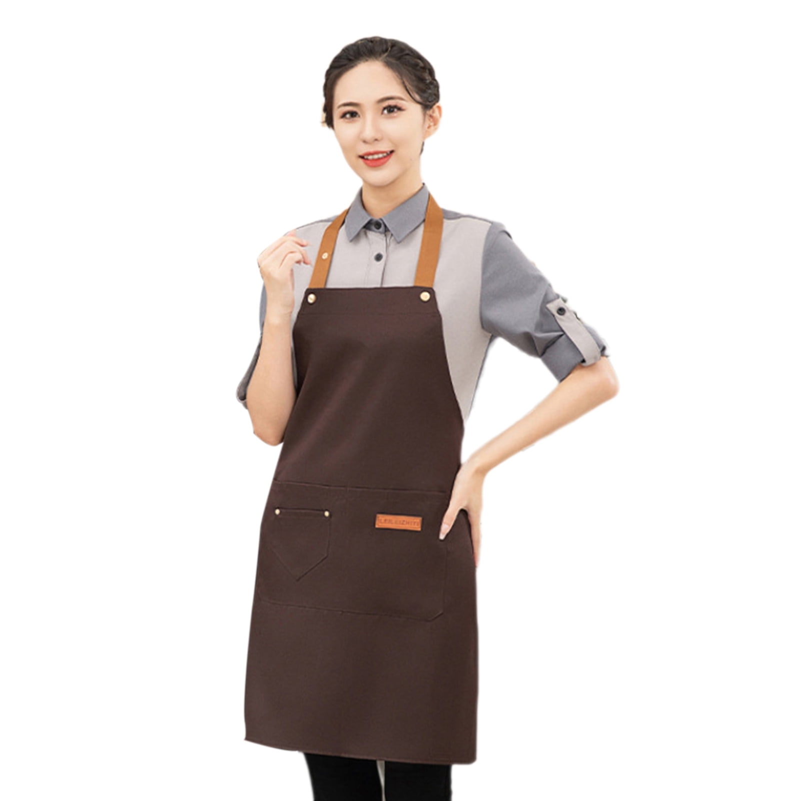 Waterproof Apron for Men Women Adjustable Length Waist Tie Multi-Pocket Apron for Kitchen Grill ...