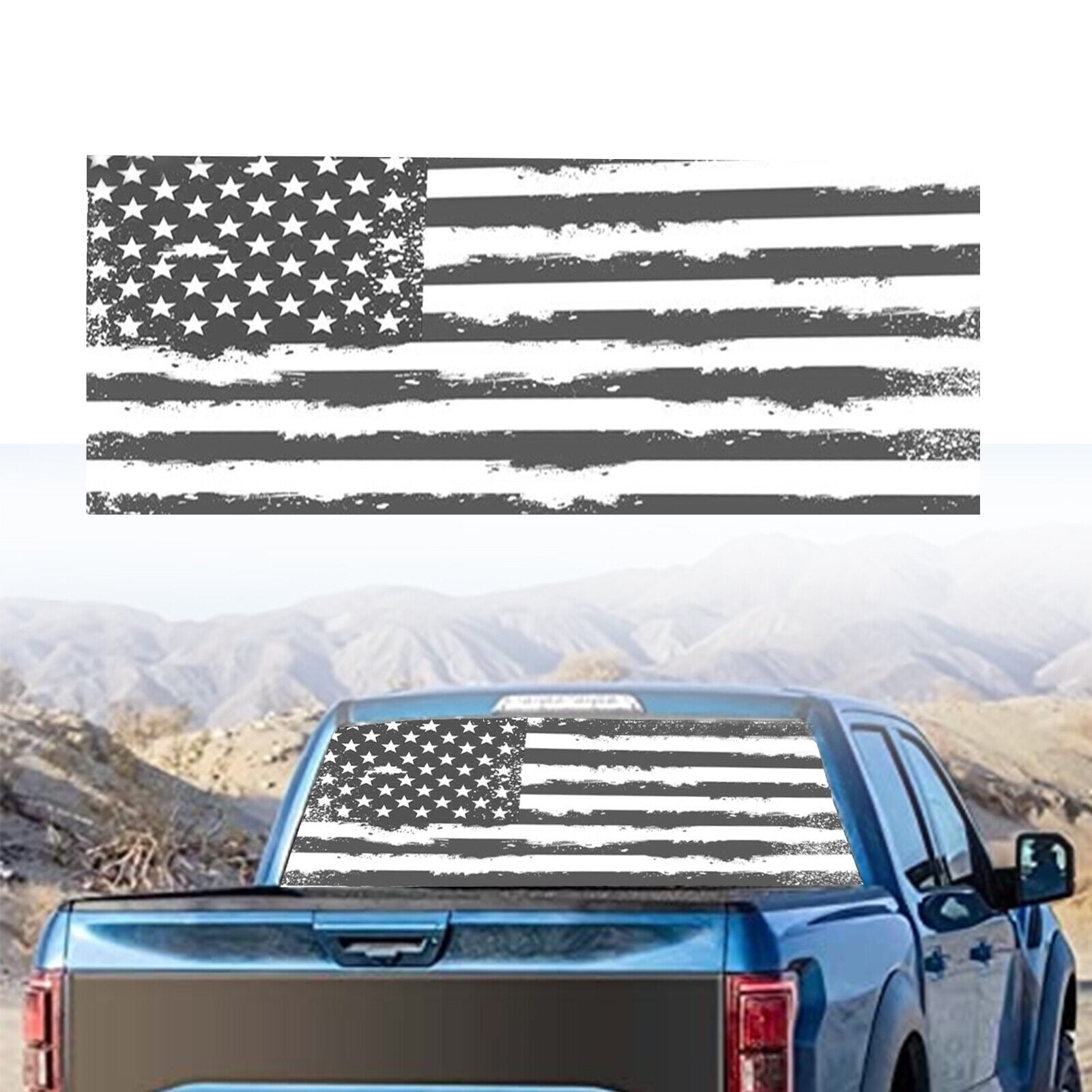 Waterproof Automotive Decals & Stickers Vinyl Gray American Flag, 65" x ...
