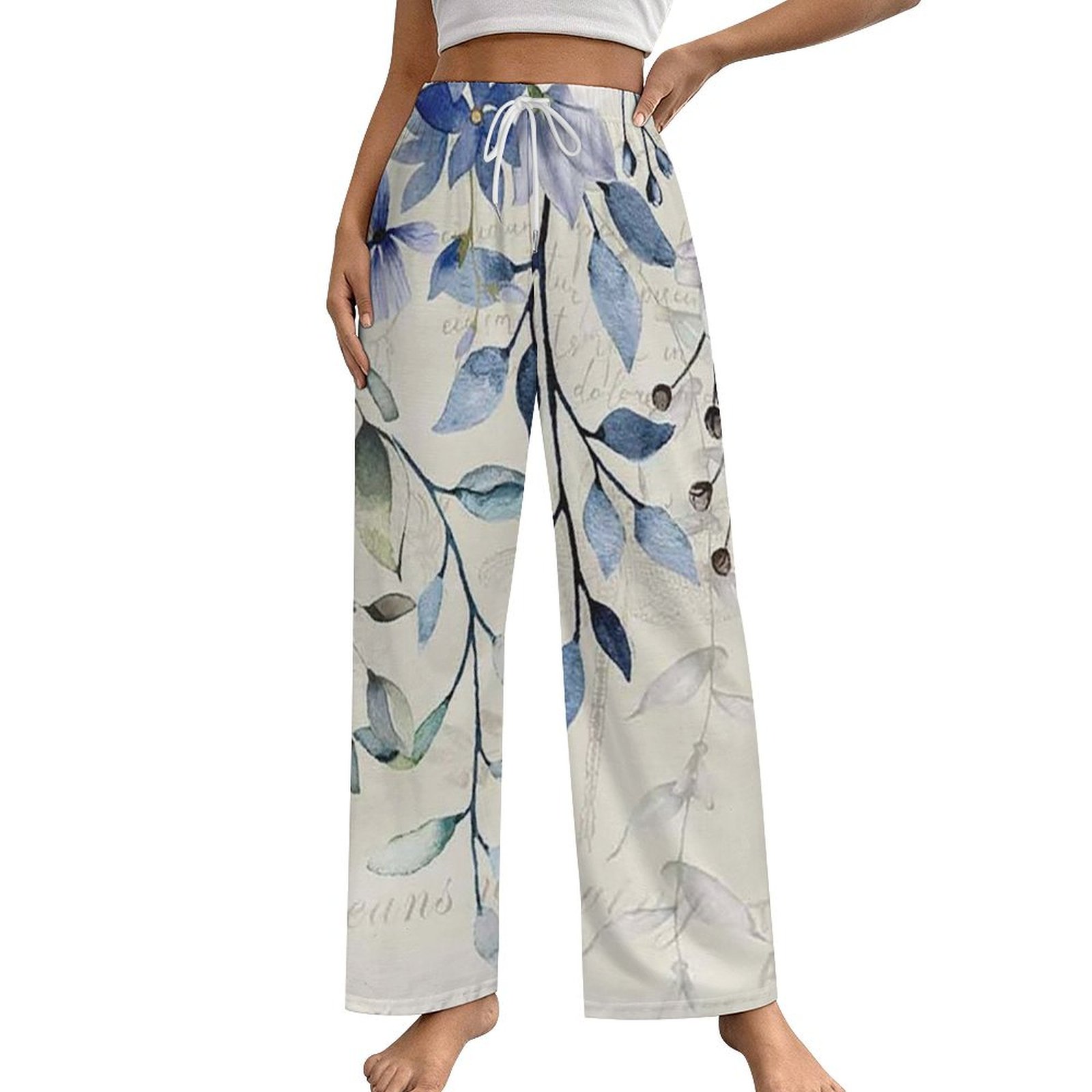 Waterproof Blue Flowers Women's Pajamas Pajama Pants Women's Sleepwear ...