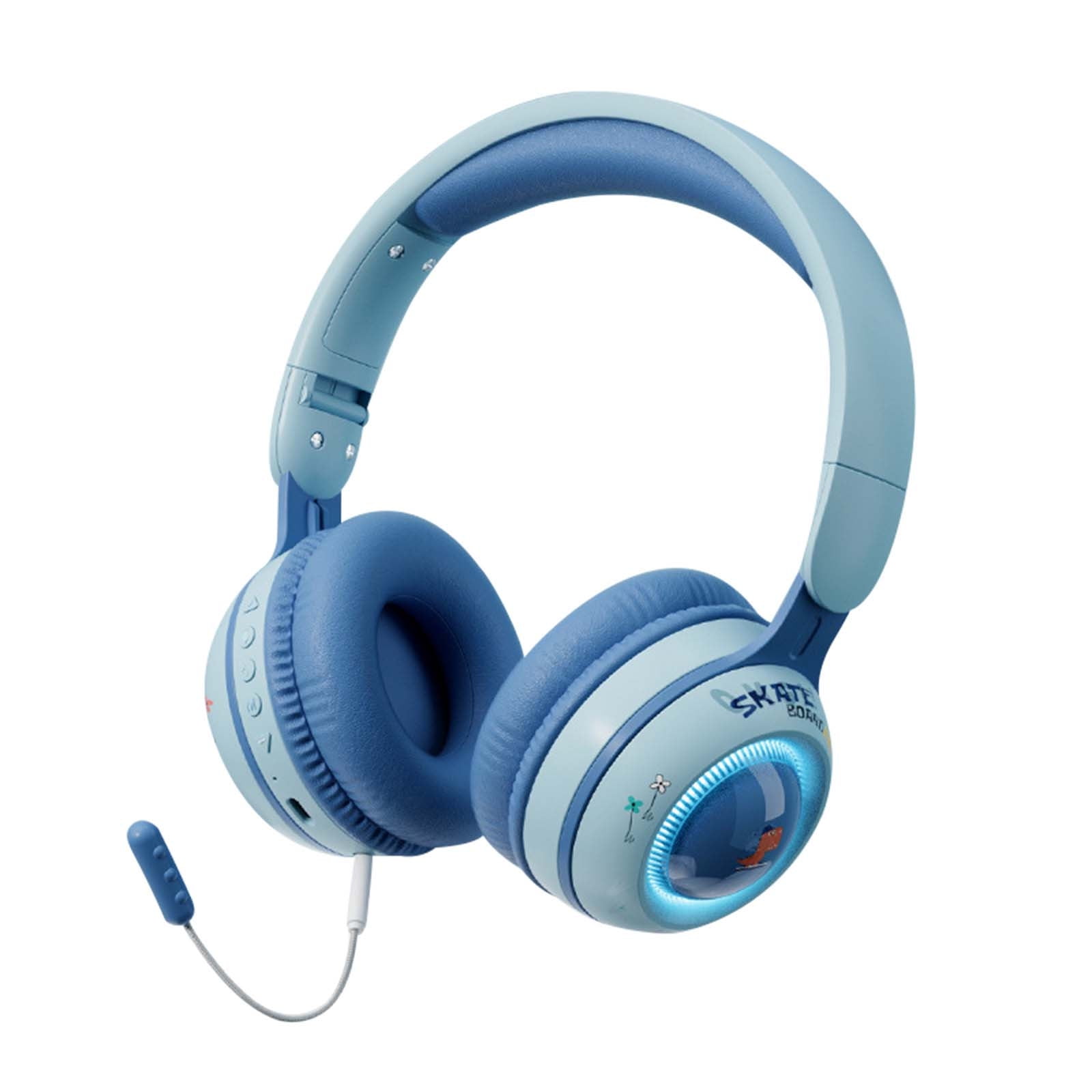 Waterproof Bluetooth Earbuds, Kids/Students Over-Ear Headphones with Colorful LED Lights, 18H ...