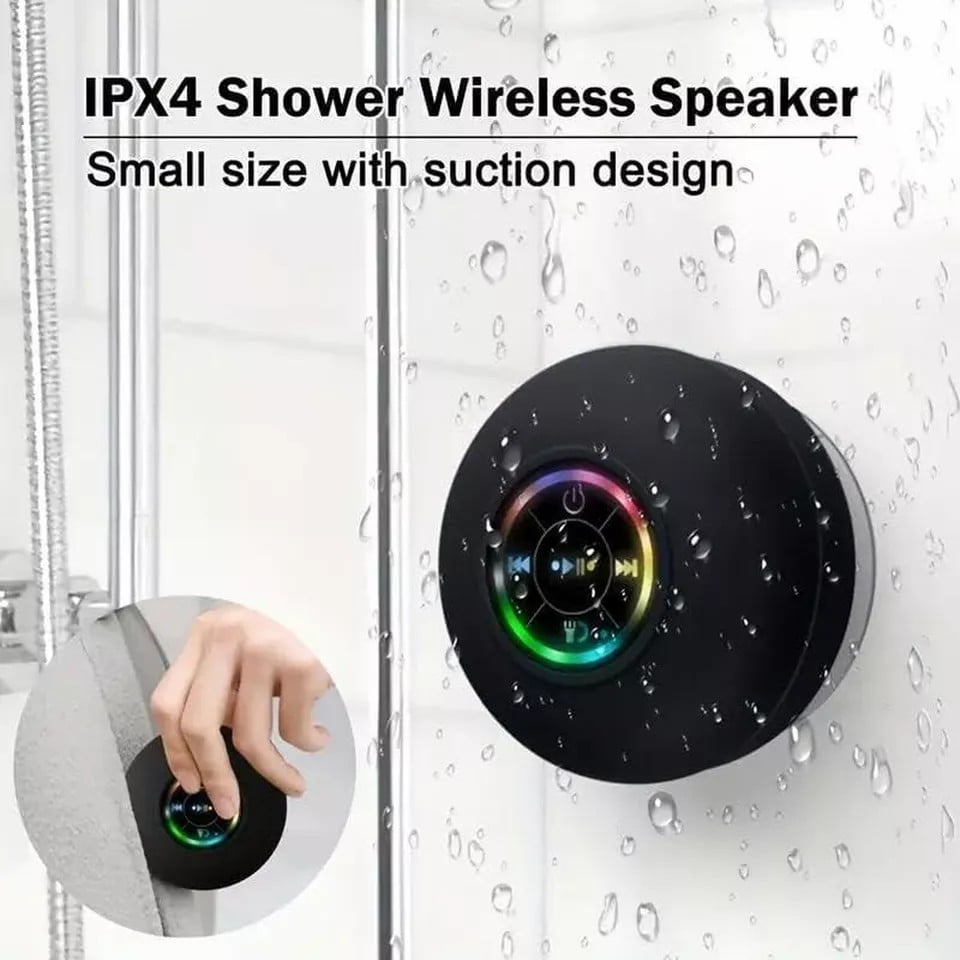 Waterproof Bluetooth Wireless Shower Speaker Bathroom Speaker LED Light ...