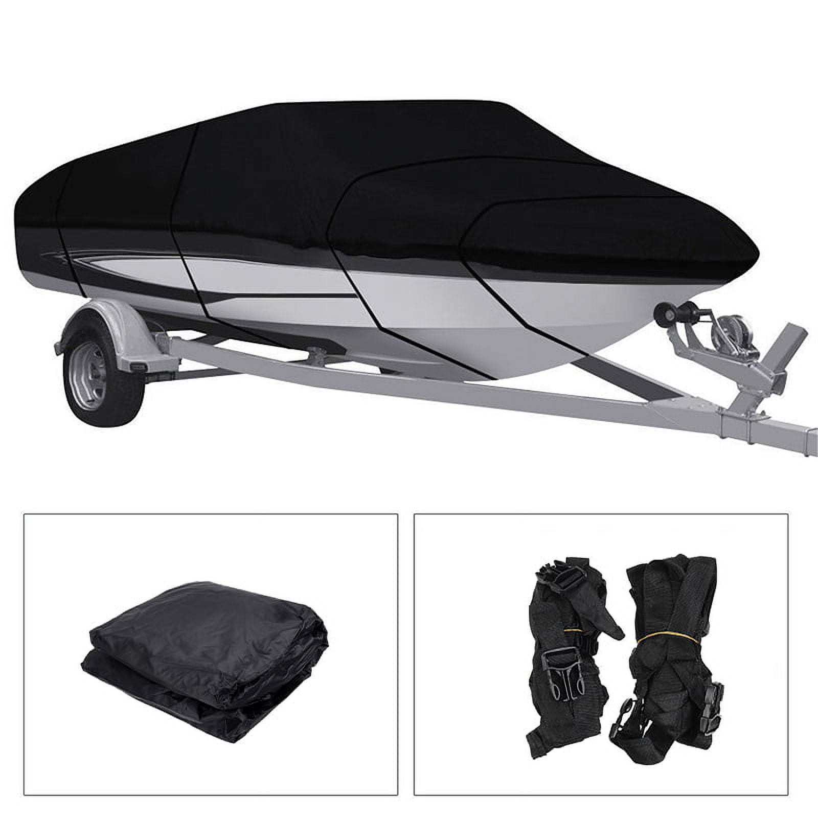 Waterproof Boat Cover with 2 Air Vent Marine, Fits V-Hull, Fishing Boat, Tri-Hull, Bass Boats ...