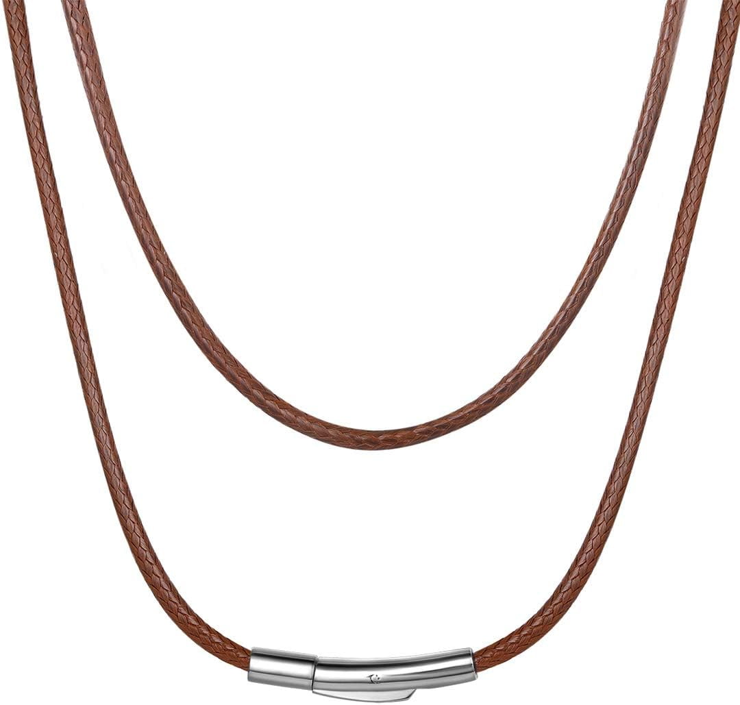 Waterproof Braided Leather Cord Chain Necklace, Men Women DIY Woven Wax ...