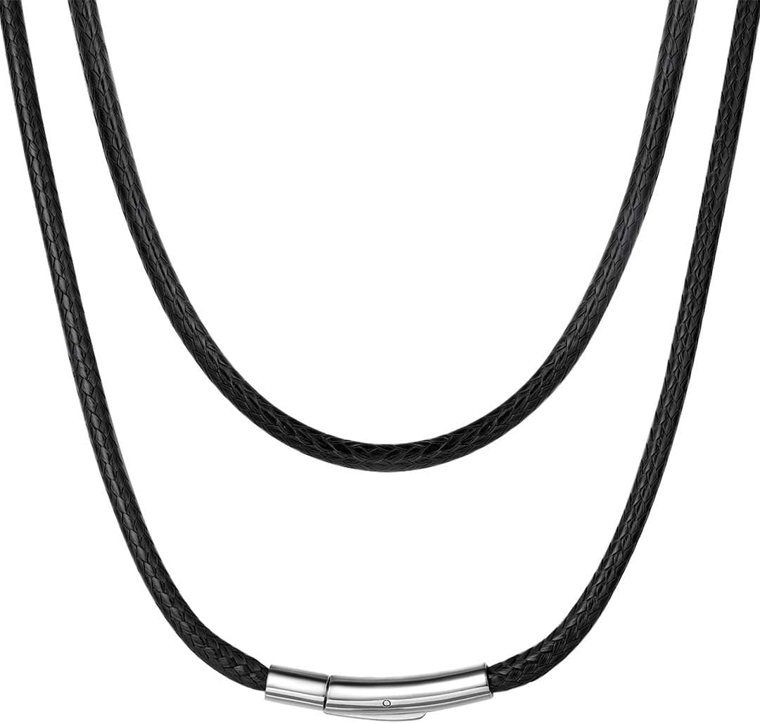Waterproof Braided Leather Cord Chain Necklace, Men Women DIY Woven Wax ...
