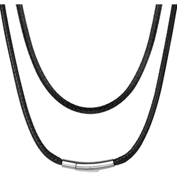 Waterproof Braided Leather Cord Chain Necklace, Men Women DIY Woven Wax ...