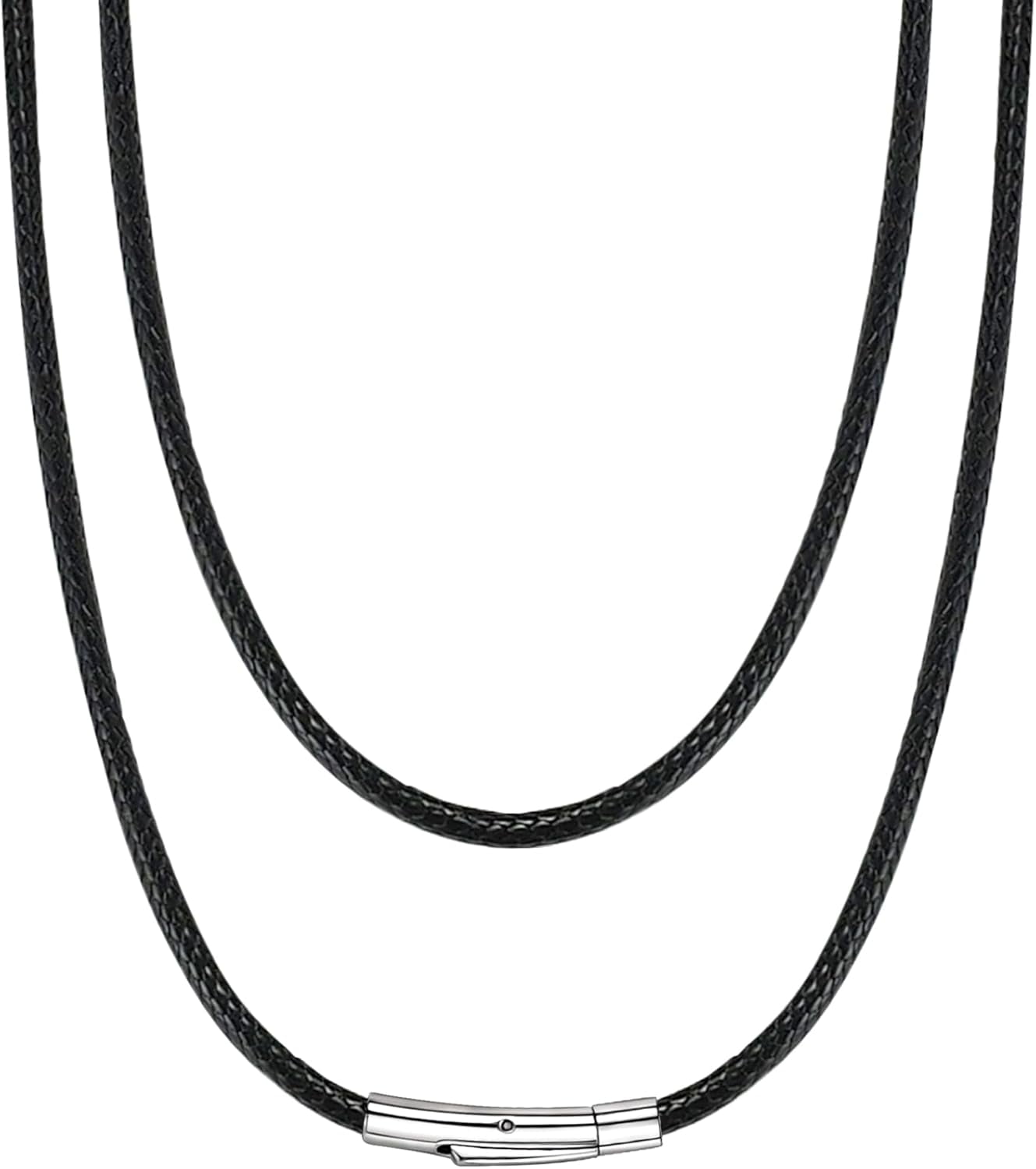 Waterproof Braided Leather Necklace Cord for Men Women with Stainless ...