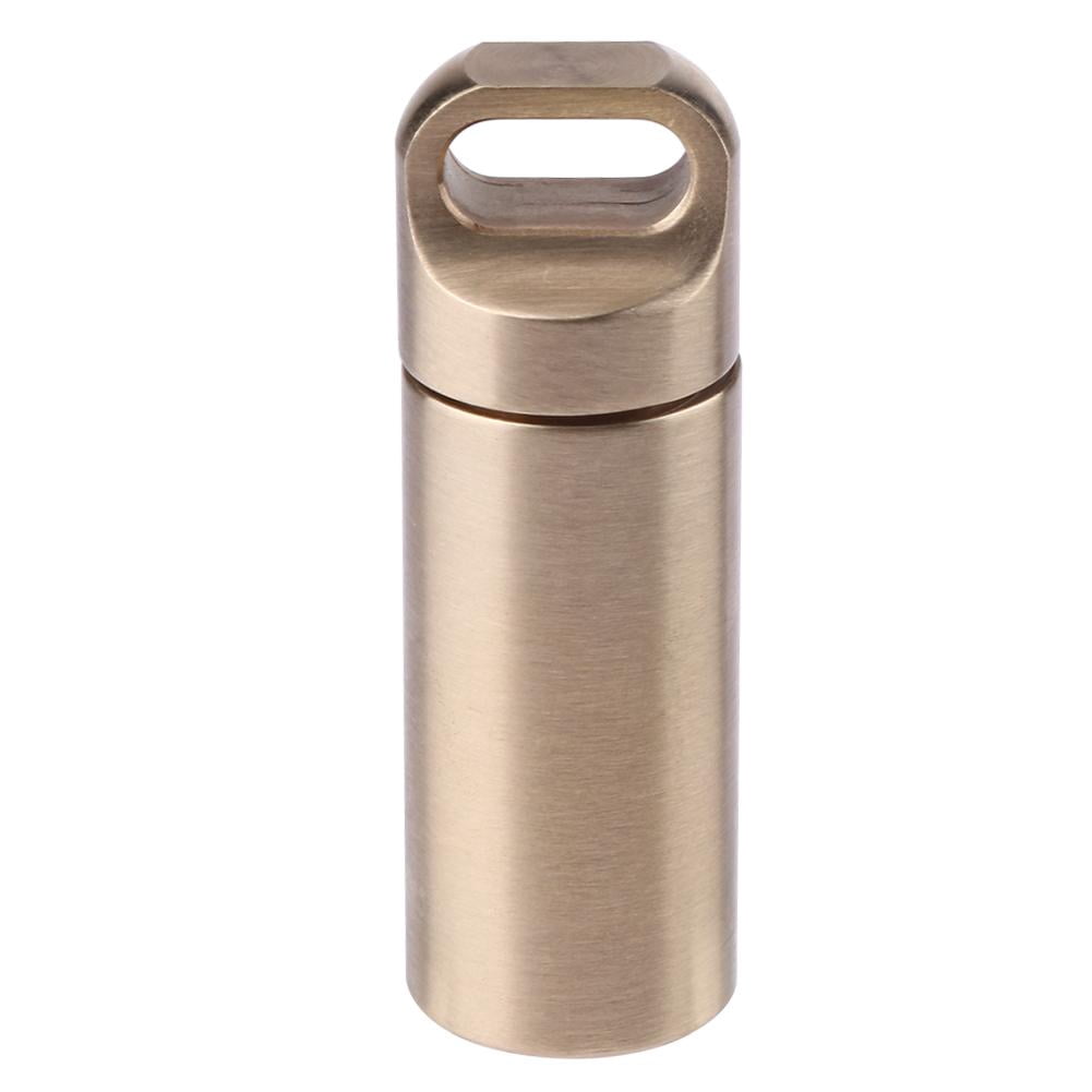 Waterproof Brass Medicine Bottle Drug Holder Pill Container Keychain ...