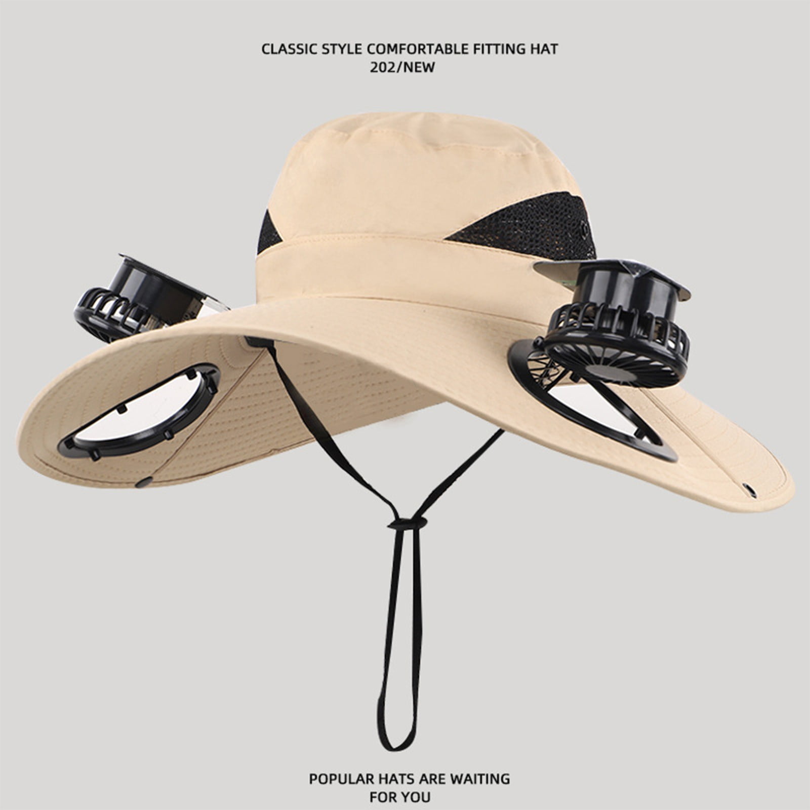 Waterproof Breathable Bucket Hat, Wide Brims Sun Hat with 2 Solar Fan ...