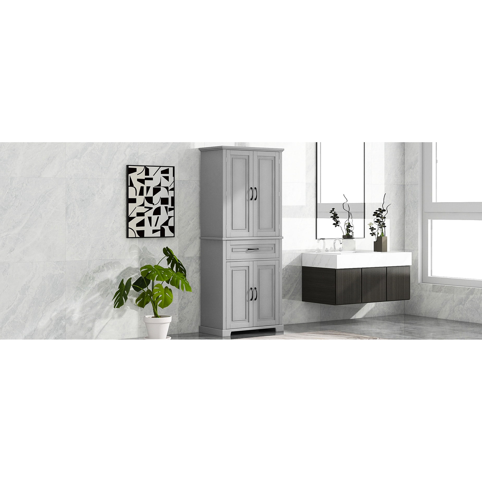 Waterproof Cabinet with Metal Handles+Four Storage Doors”-“Kitchen ...