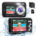 Waterproof Camera w/ 64G Card Dual Screens, 4K 48MP 11FT Underwater ...