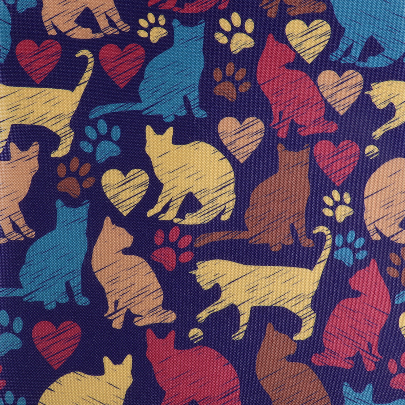 Waterproof Canvas Fabric, Cat w/Paws Pattern Fabric Soft Polyester ...