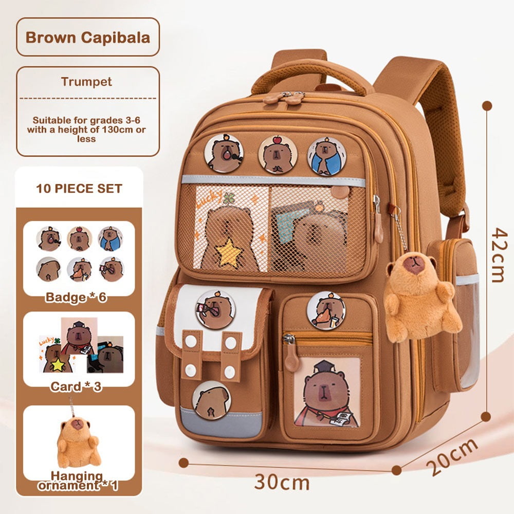 Waterproof Capybara Backpack Large Capacity Alleviate Burden School Bag ...