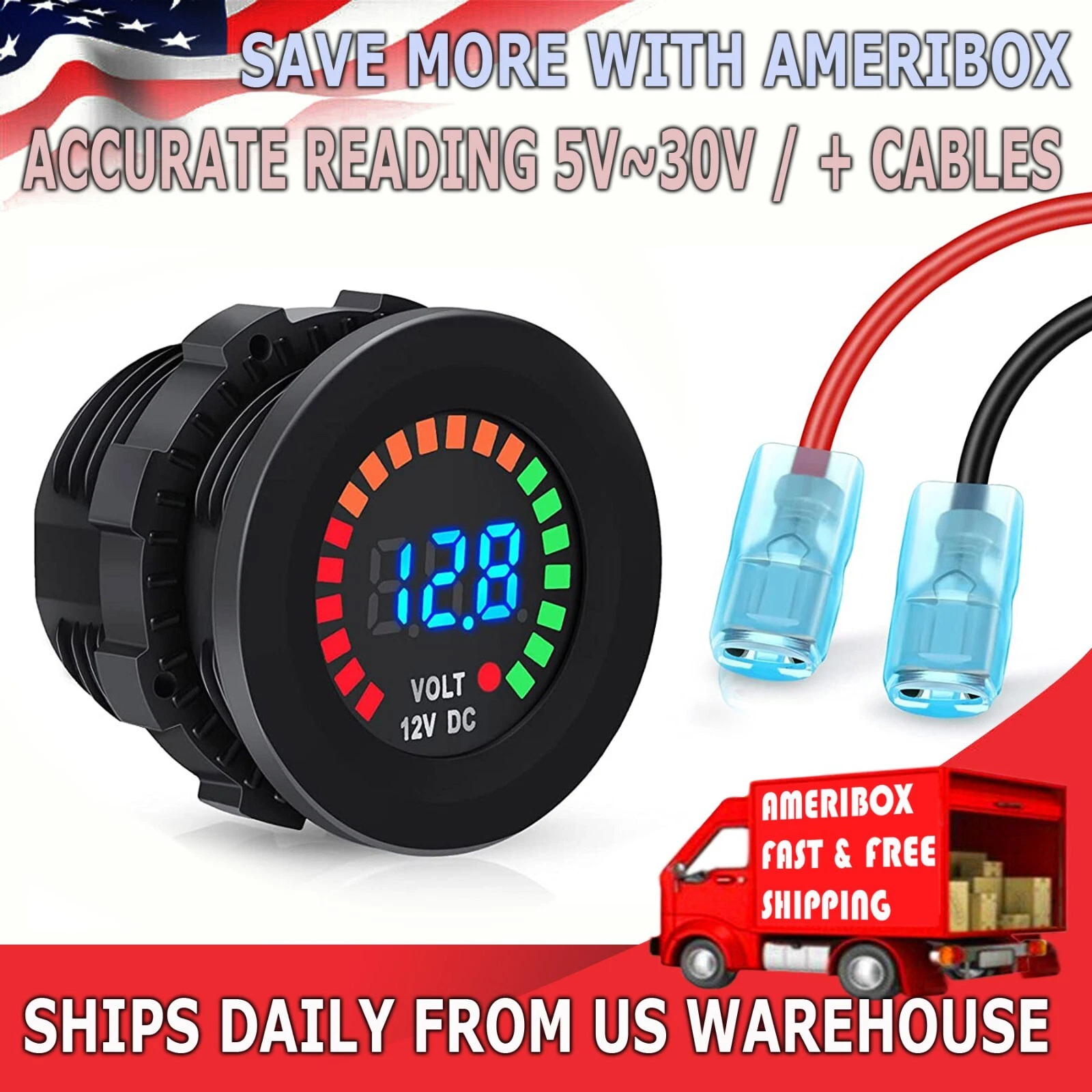 Waterproof Car Battery Meter Dc 12V Voltmeter Led Digital Display ...