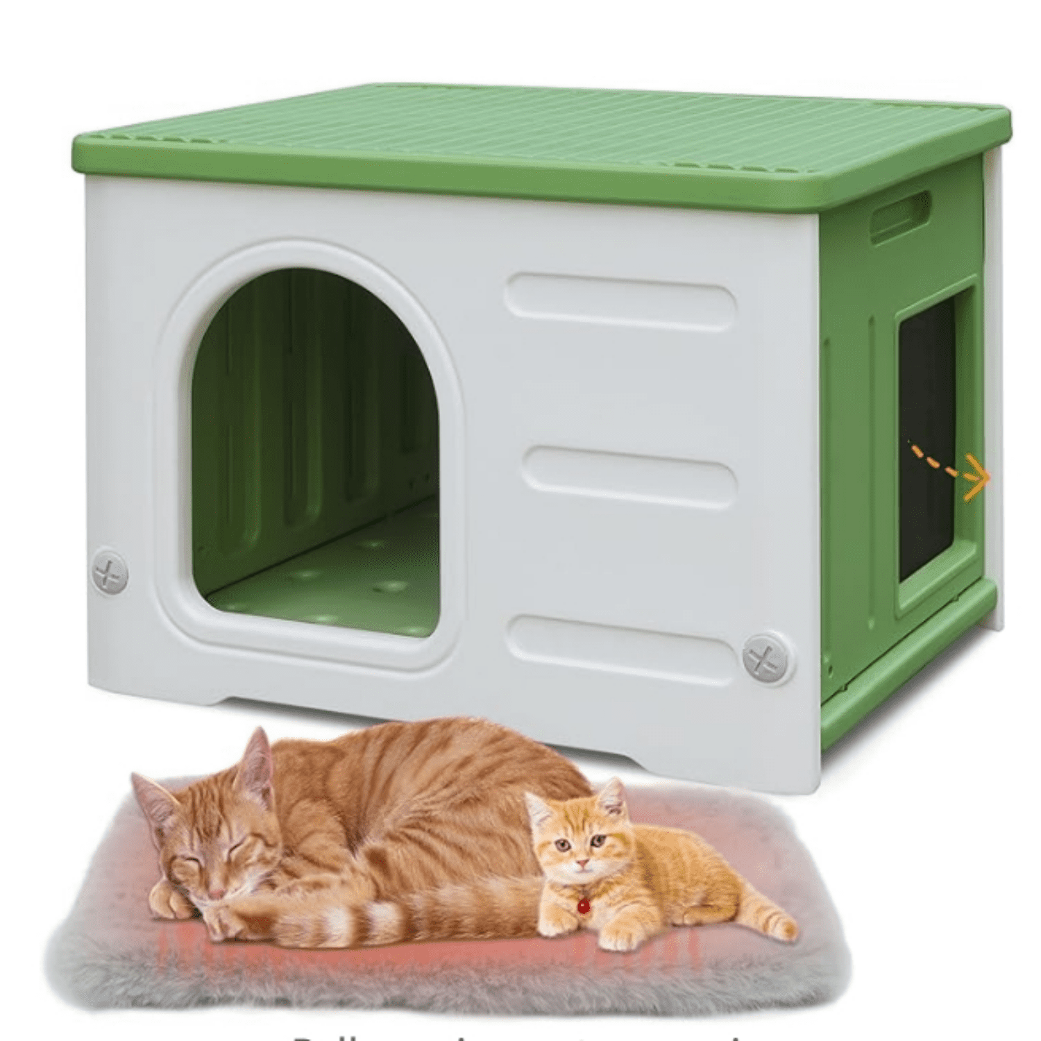 Waterproof Cat House for Outdoor Cats, Plastic Feral Cat House with ...