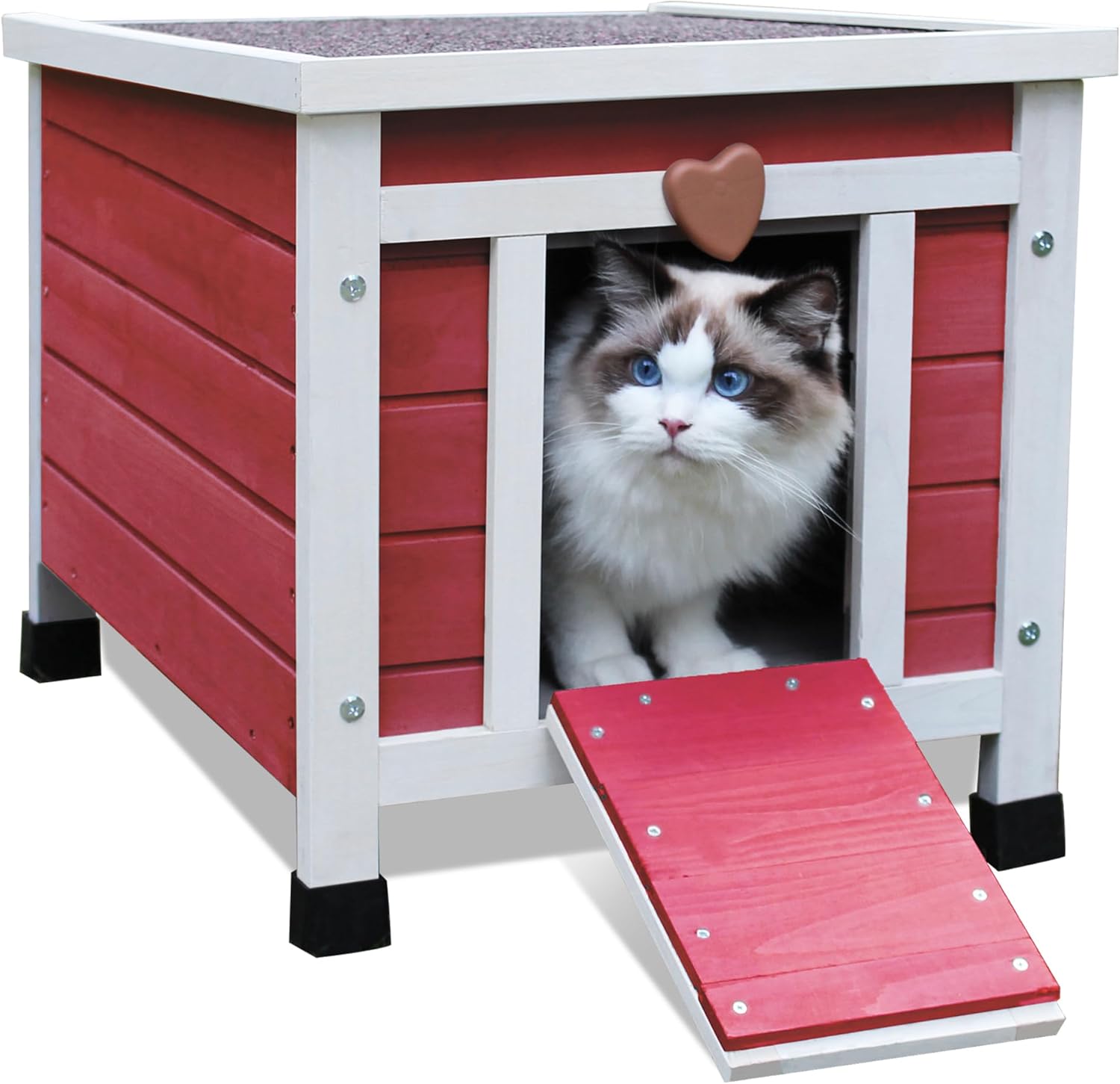 Waterproof Cat House for Outdoor Cats, Wooden Small Pet House Outside ...