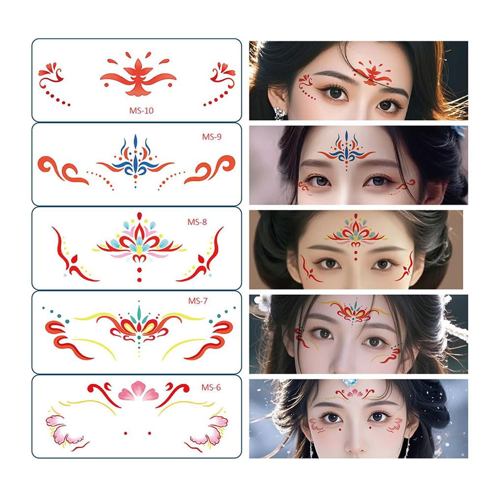 Waterproof Chinese Forehead Stickers Face Tattoo Eyebrow Decal Makeup ...