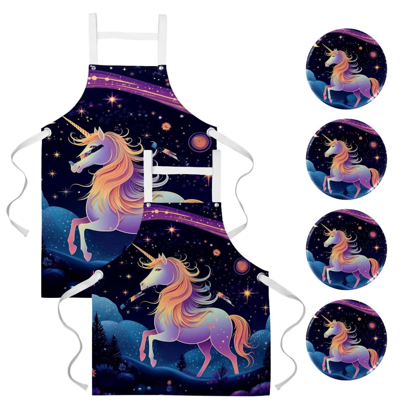 Waterproof Circle Pins Button Apron Dress with Pockets and Badge, 2 ...