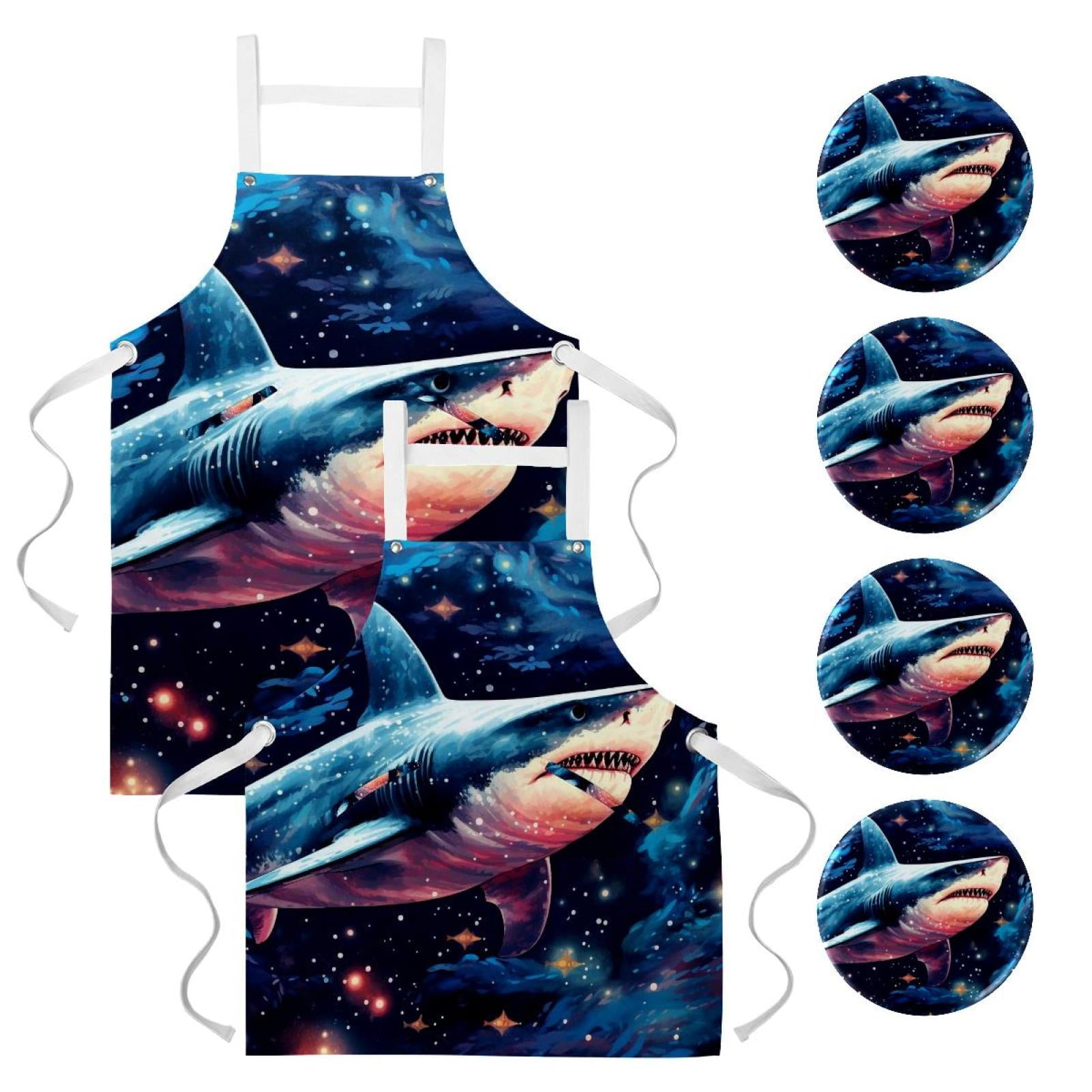 Waterproof Circle Pins Button Apron Dress with Pockets and Badge, 2 ...