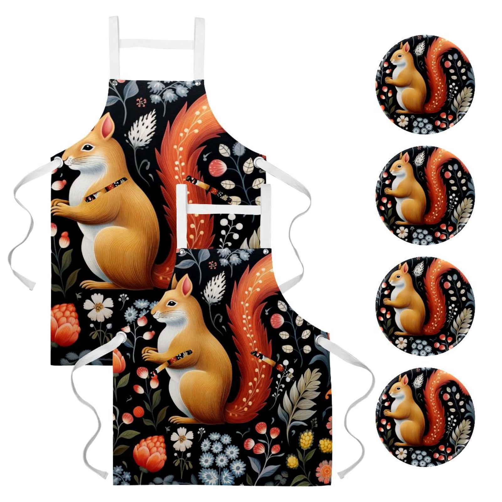 Waterproof Circle Pins Button Apron Dress with Pockets and Badge, 2 ...