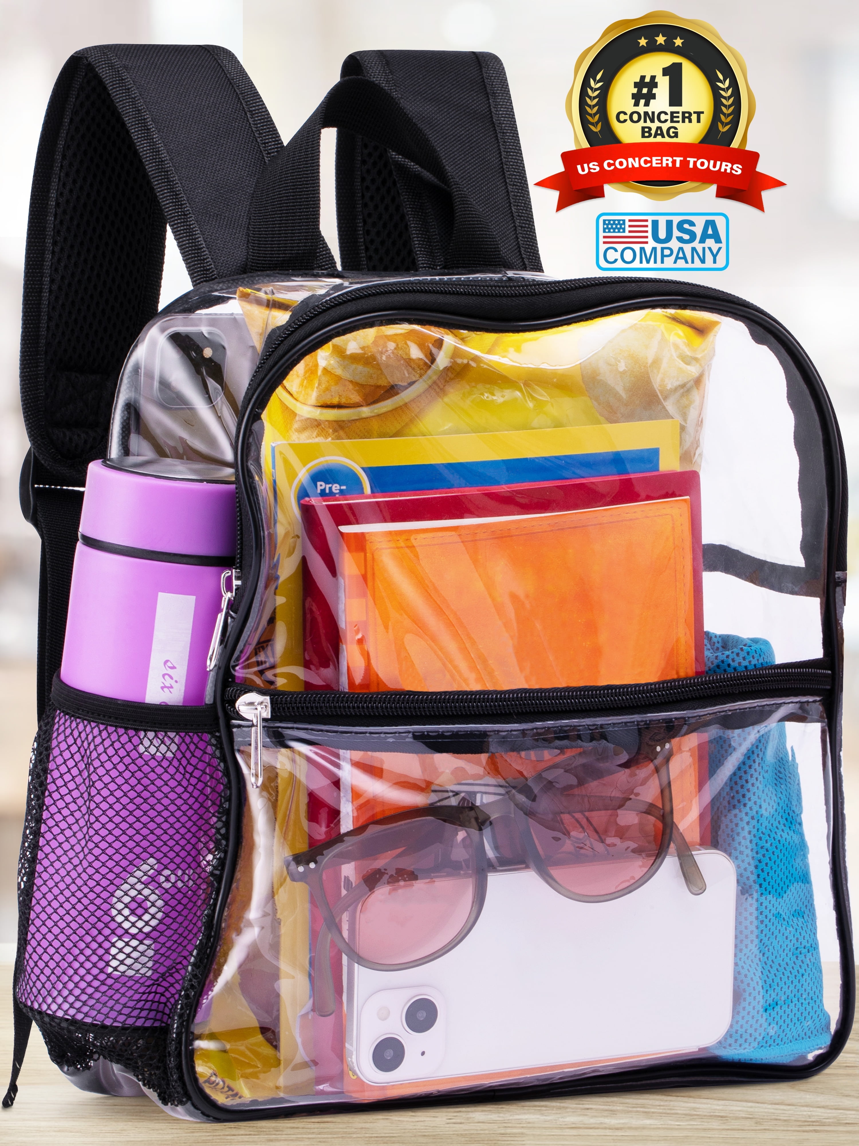 Zoe Deco Clear Waterproof Backpack with Adjustable Black Straps, Small ...