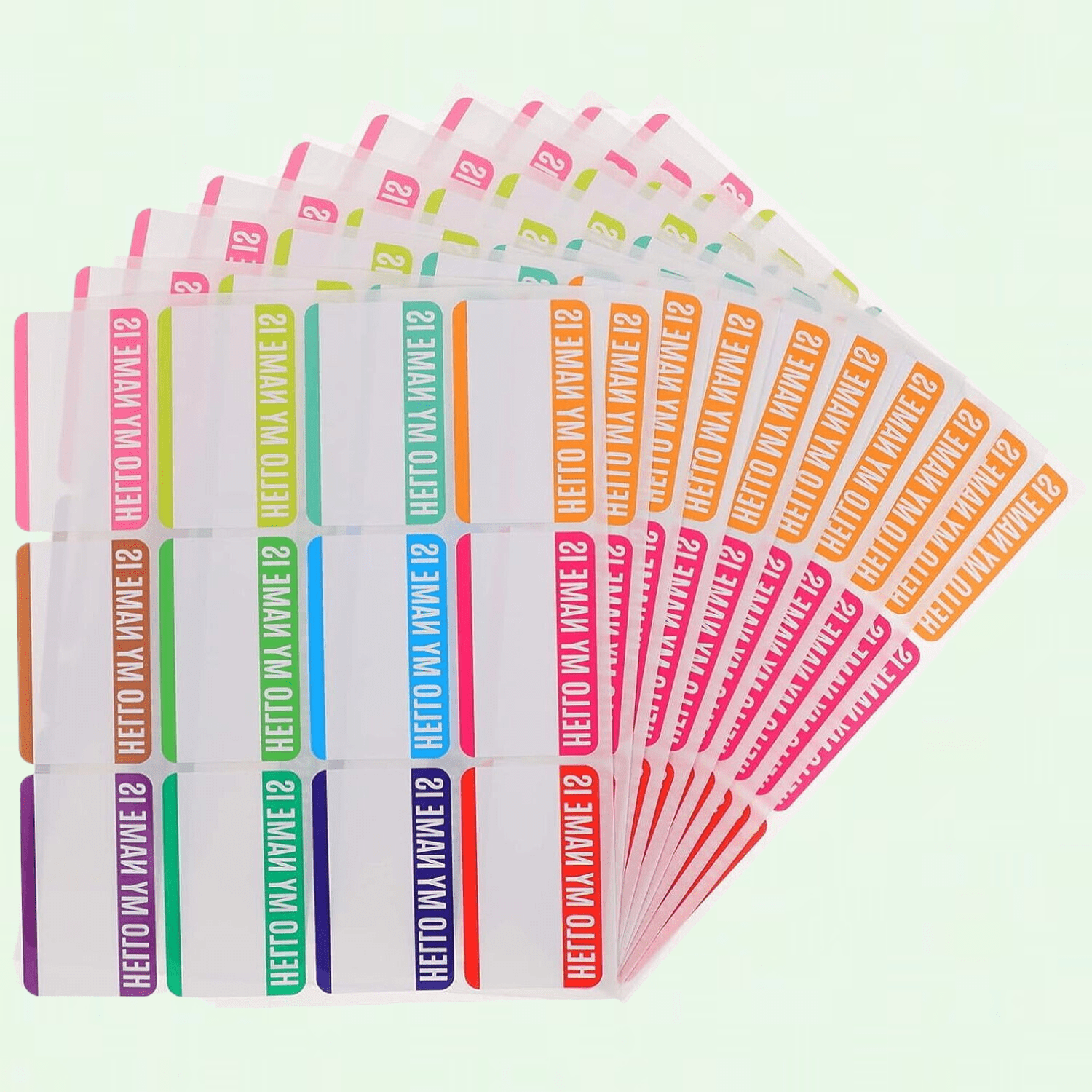 Waterproof Colorful Name Tag Stickers - 10 Sheets, Self-Adhesive, Hello ...